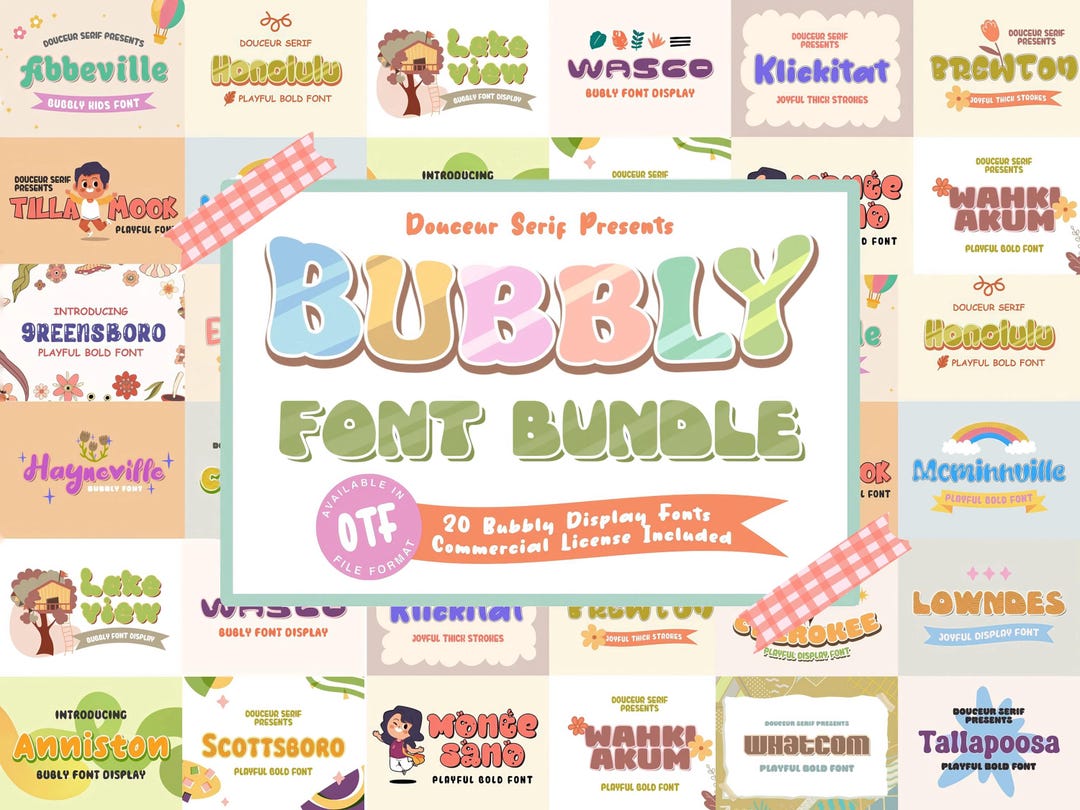 Bubbly Fonts Bundle, Bubble, Cute Fonts, Shiny Adorable Font, Circut ...