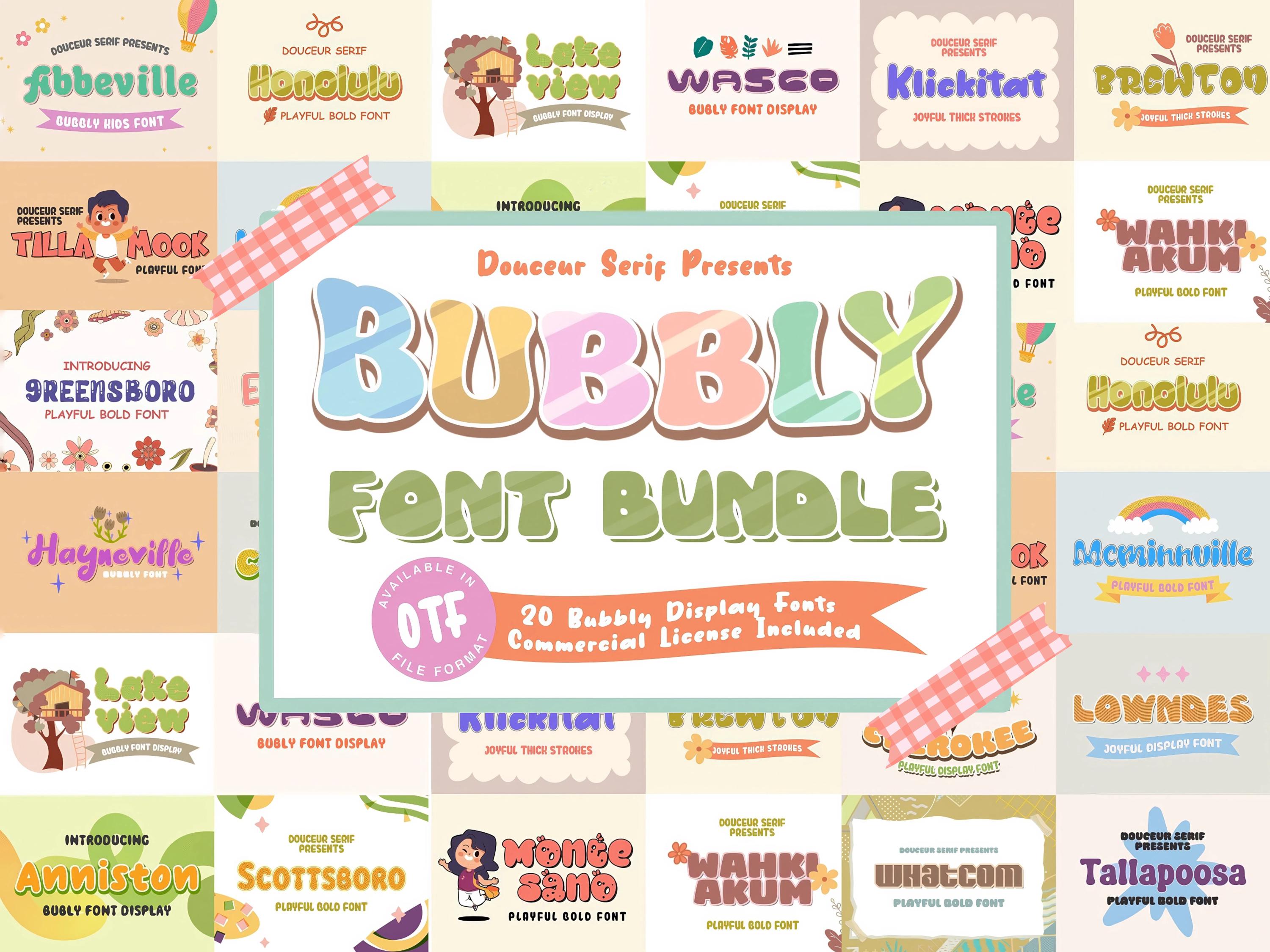 Bubbly Fonts Bundle, Bubble, Cute Fonts, Shiny Adorable Font, Circut ...