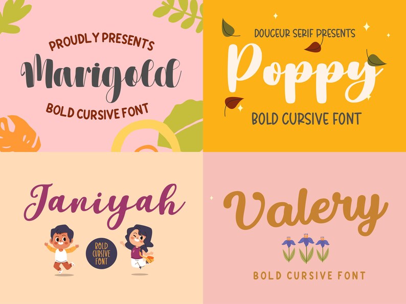 Bold Cursive Font Bundle, Bubbly Bold Cursive Fonts, Modern Logo Fonts ...
