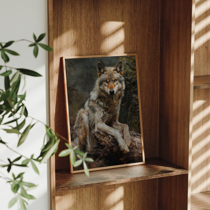 Gray Wolf Oil Painting, Gray Wolf Wall Art, Majestic Gray Wolf Poster ...