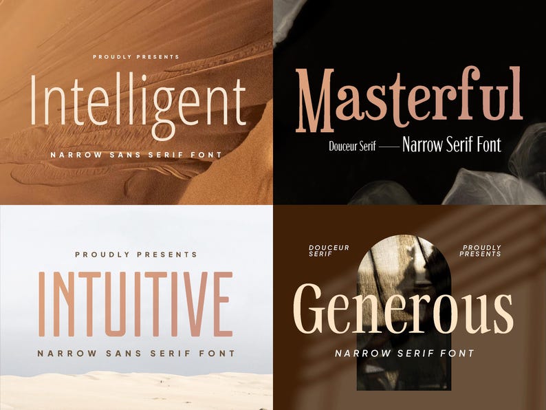 Narrow Font Bundle, Condensed Narrow, Tall Thin, Modern, Beautiful ...
