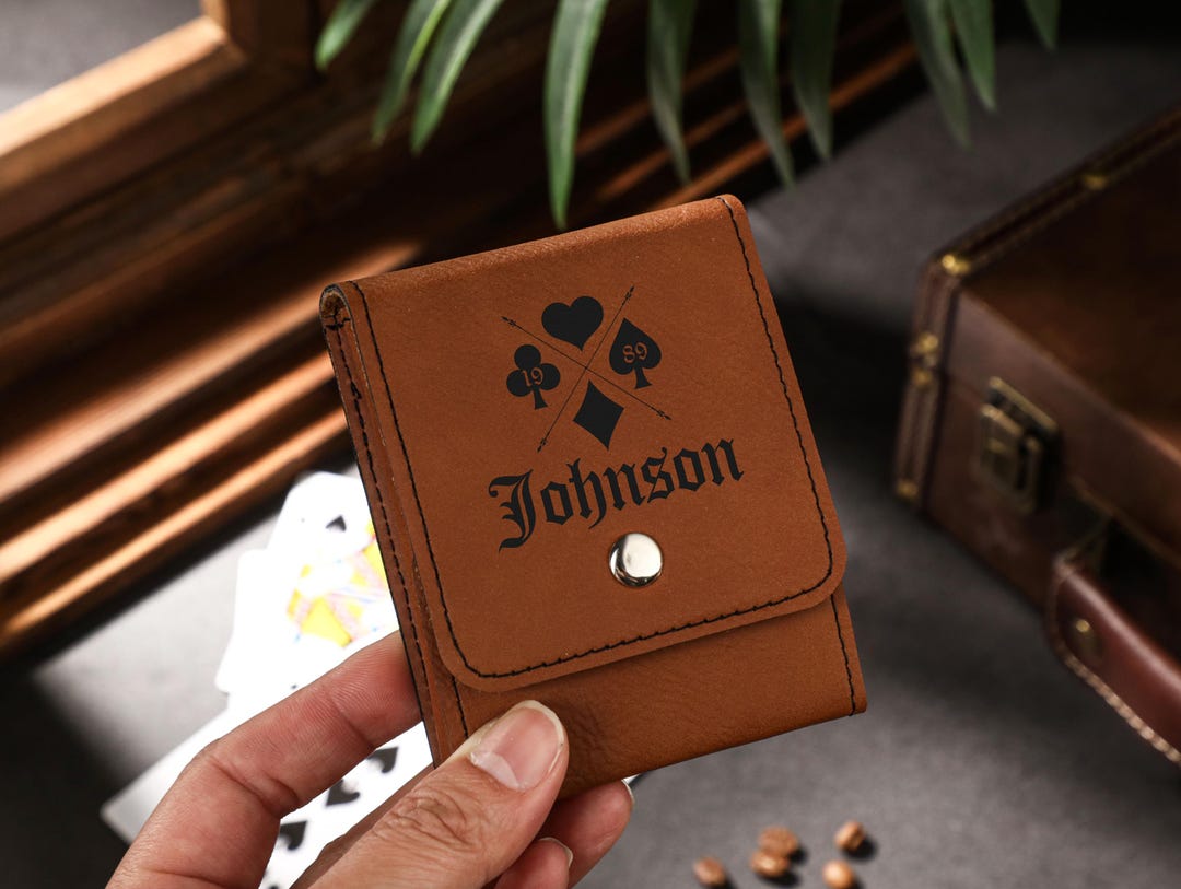 Personalized Playing Card Holder, Leather Card Case, Monogram Playing ...