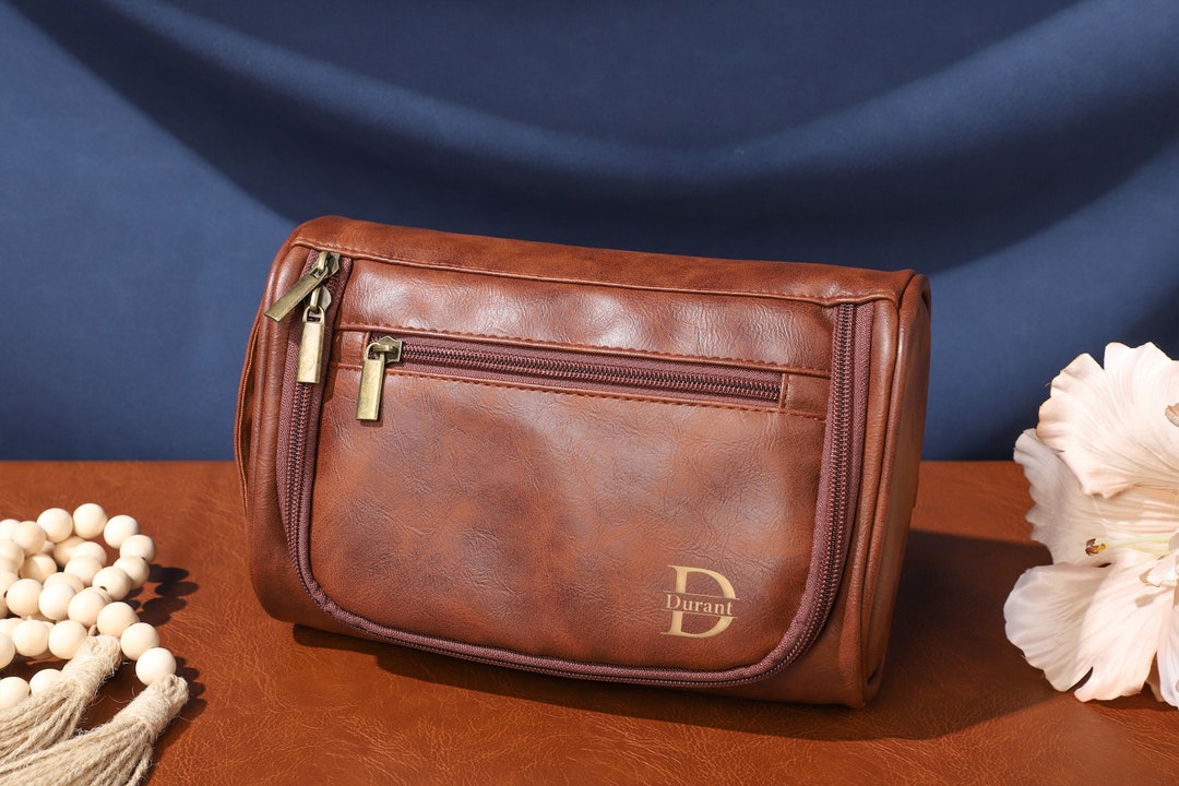 Personalized Leather Dopp Kit Bag, Men Leather Toiletry Bag, Hanging ...