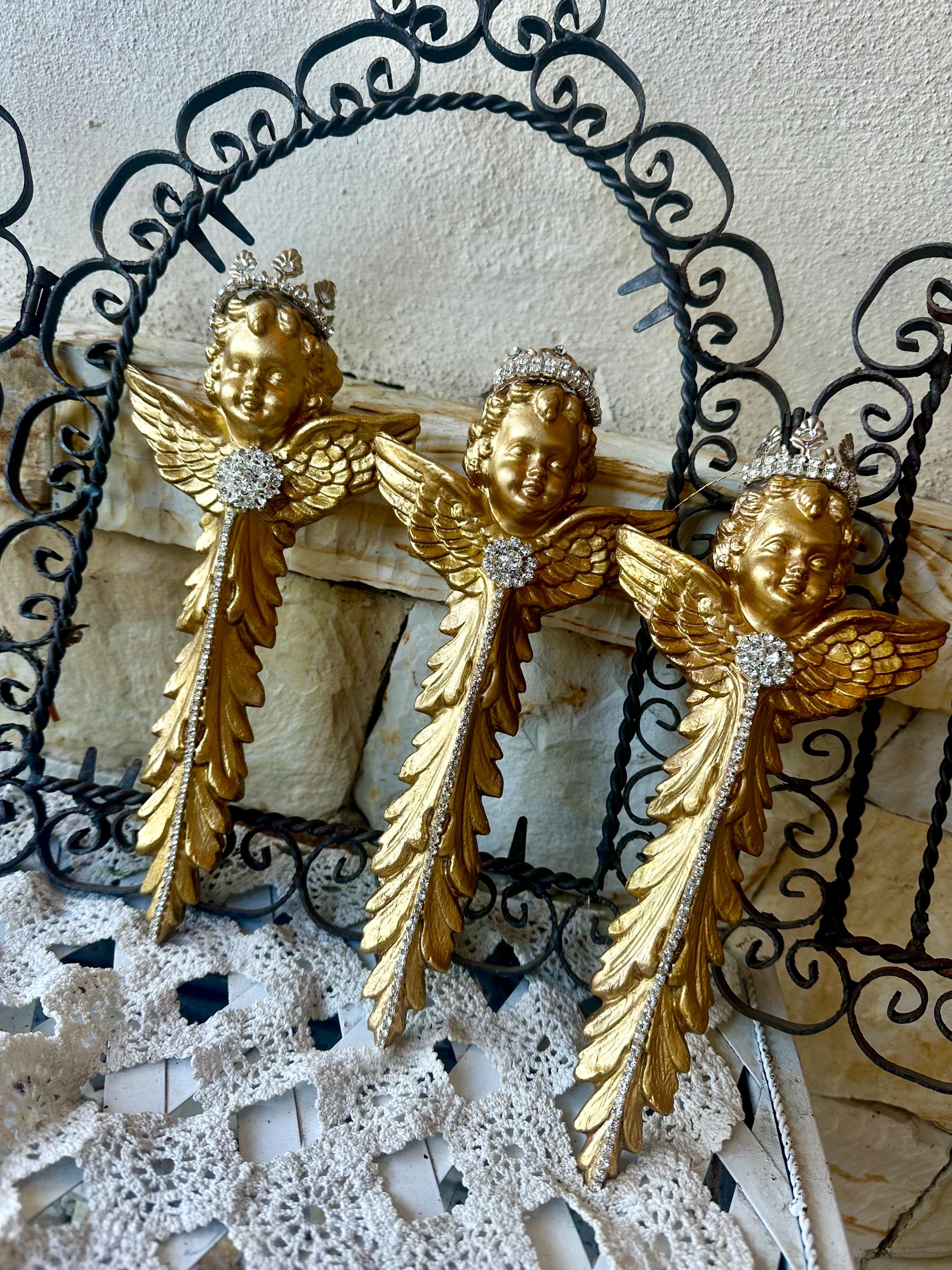 Vintage Gold Cherub Ornament Set of 3 - Etsy