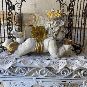 Cherub Crowned Flying With Bird - Etsy