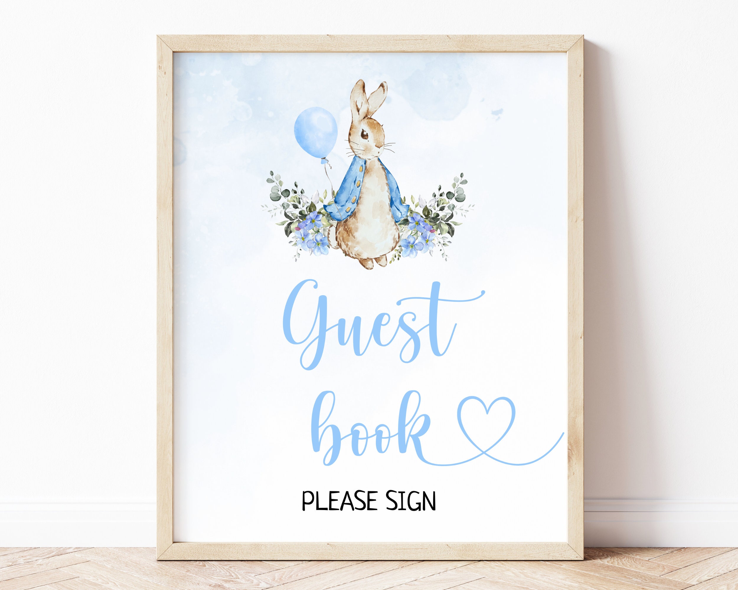 Peter Rabbit Baby Shower Guest Book Sign Editable Templates - Etsy