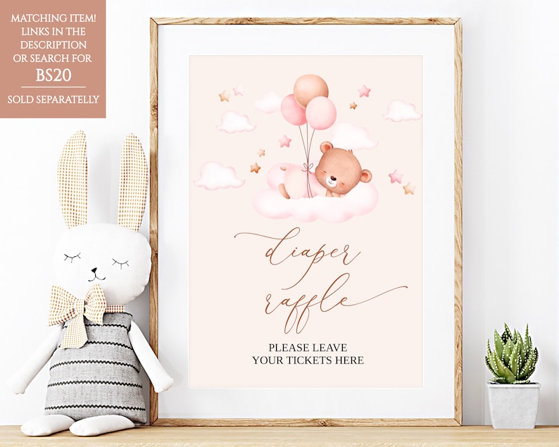 We Can Bearly Wait Girl Baby Shower Drinks Sign, Printable Baby Shower ...