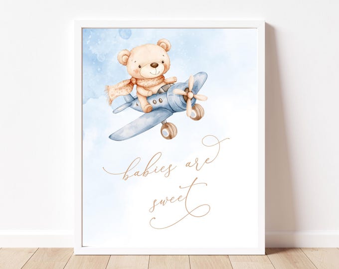 Teddy Bear Baby Shower Signs Bundle, Printable Bear Baby Shower Signs ...