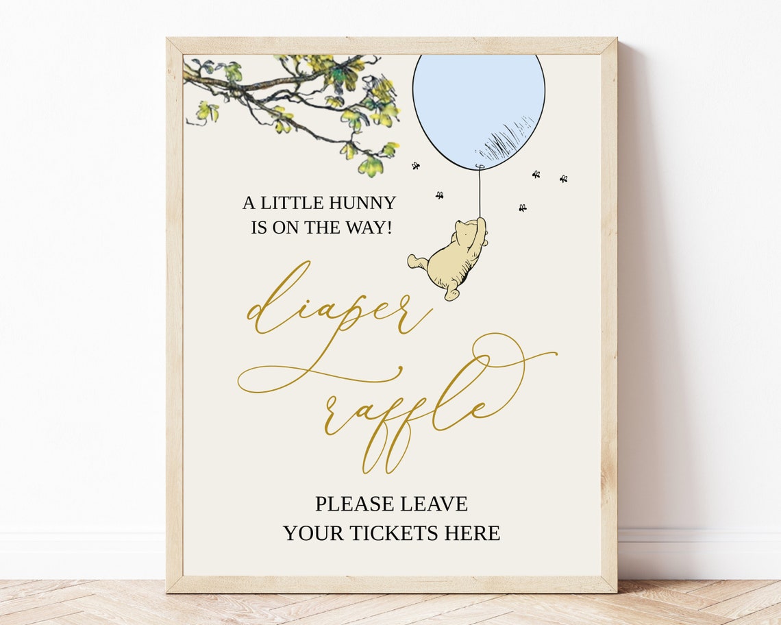 Winnie the Pooh Baby Shower Diaper Raffle Sign Pooh Baby - Etsy