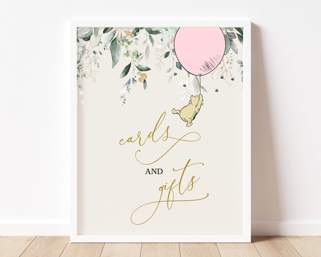 Classic Winnie the Pooh Baby Shower Cards and Gifts Sign Template ...