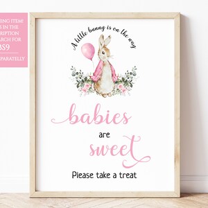 Peter Rabbit Girl Baby Shower Drinks Sign, Drinks Signage, Editable ...