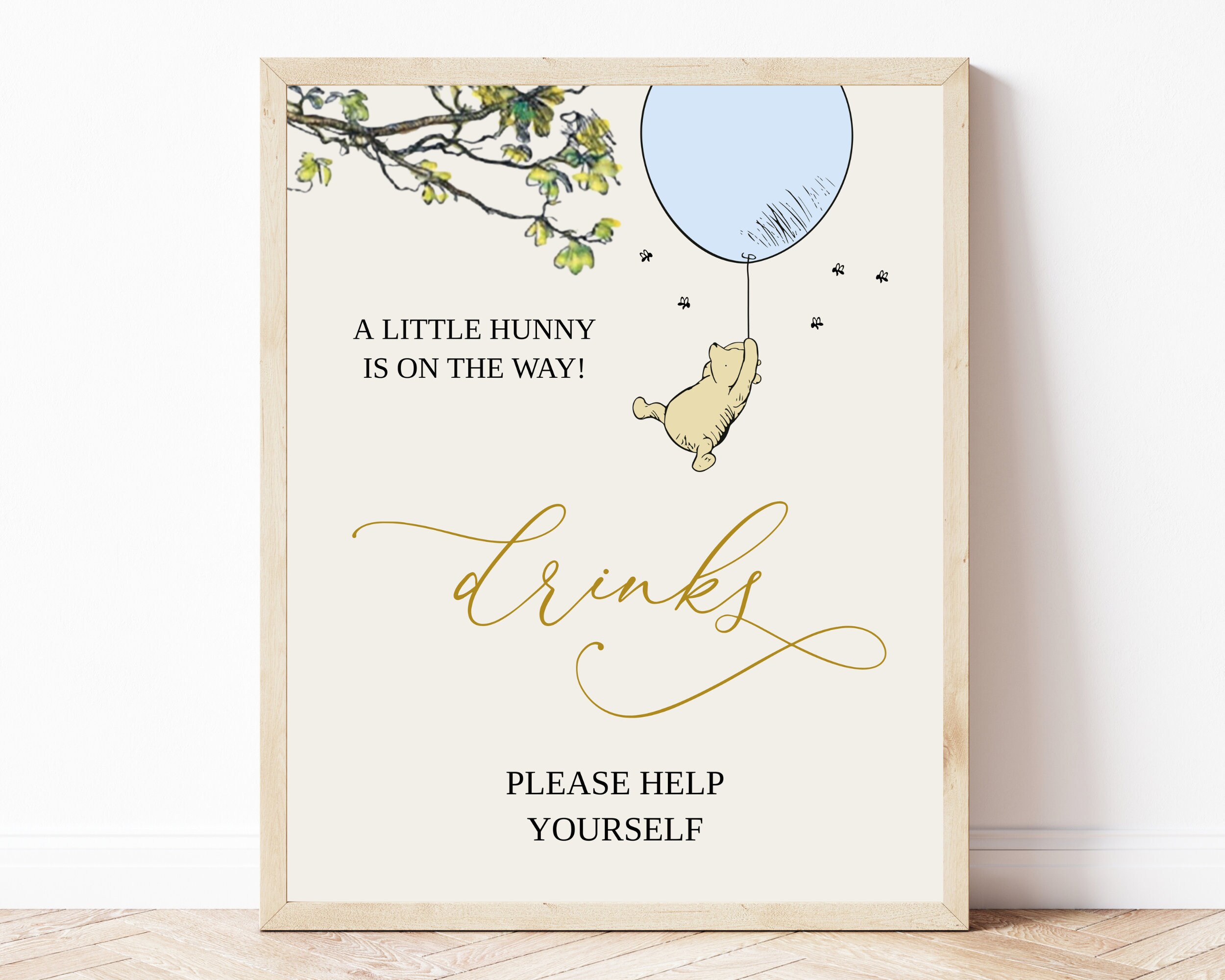 Winnie the Pooh Baby Shower Drinks Sign, Pooh - Baby Shower Decor ...
