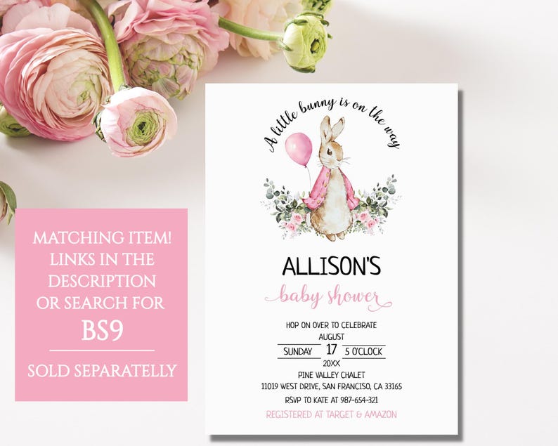 Peter Rabbit Girl Baby Shower Sign Bundle, Party Decor Signs, Editable ...