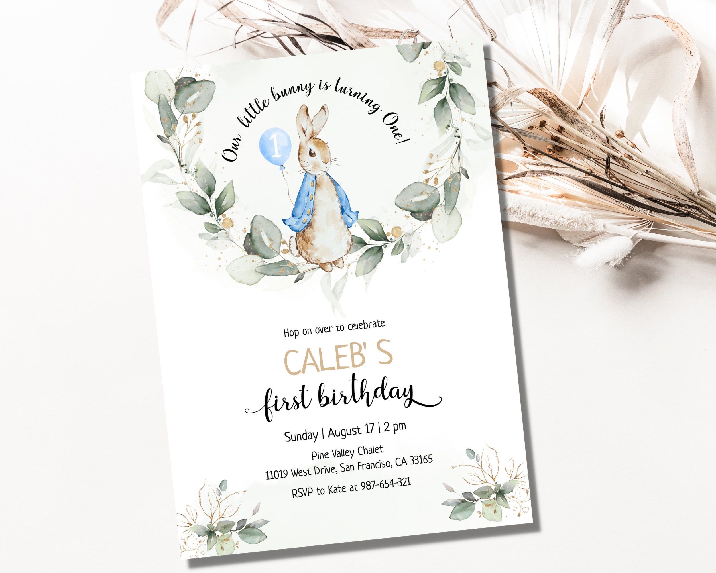 Peter Rabbit Boy 1st Birthday Invitation, Peter Rabbit Invitation, Boy ...