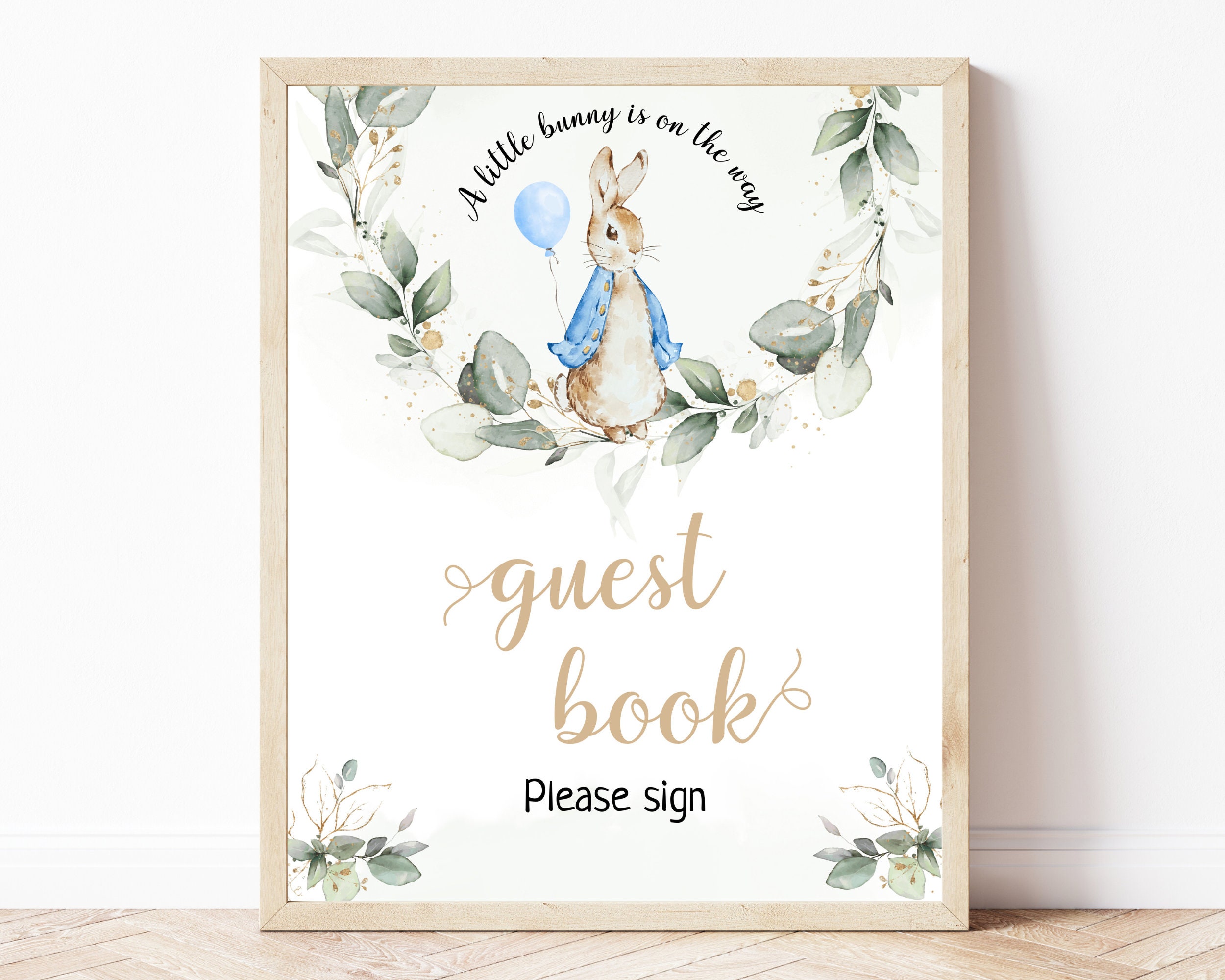 Peter Rabbit Baby Shower Guest Book Sign, Guestbook Sign, Editable ...