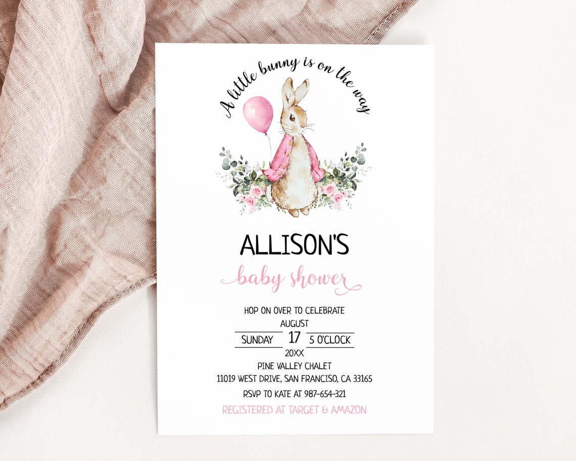 Peter Rabbit Girl Baby Shower Invitation Editable Flopsy - Etsy