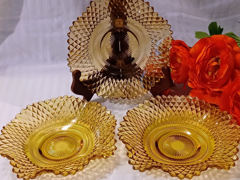 Vintage Depression Glass 7 Inch Bon Bon Plate Set - Etsy