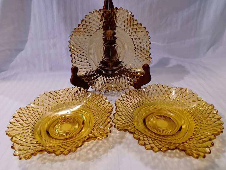 Vintage Depression Glass 7 Inch Bon Bon Plate Set - Etsy