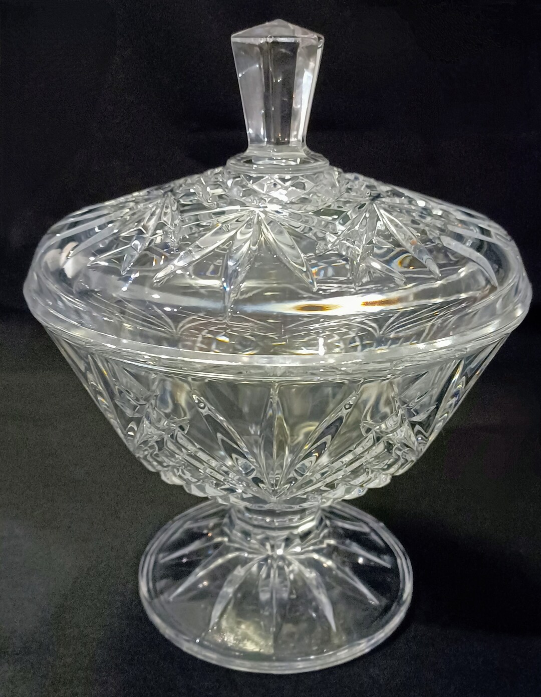 Vintage Lidded Crystal Footed Candy Dish Compote - Etsy