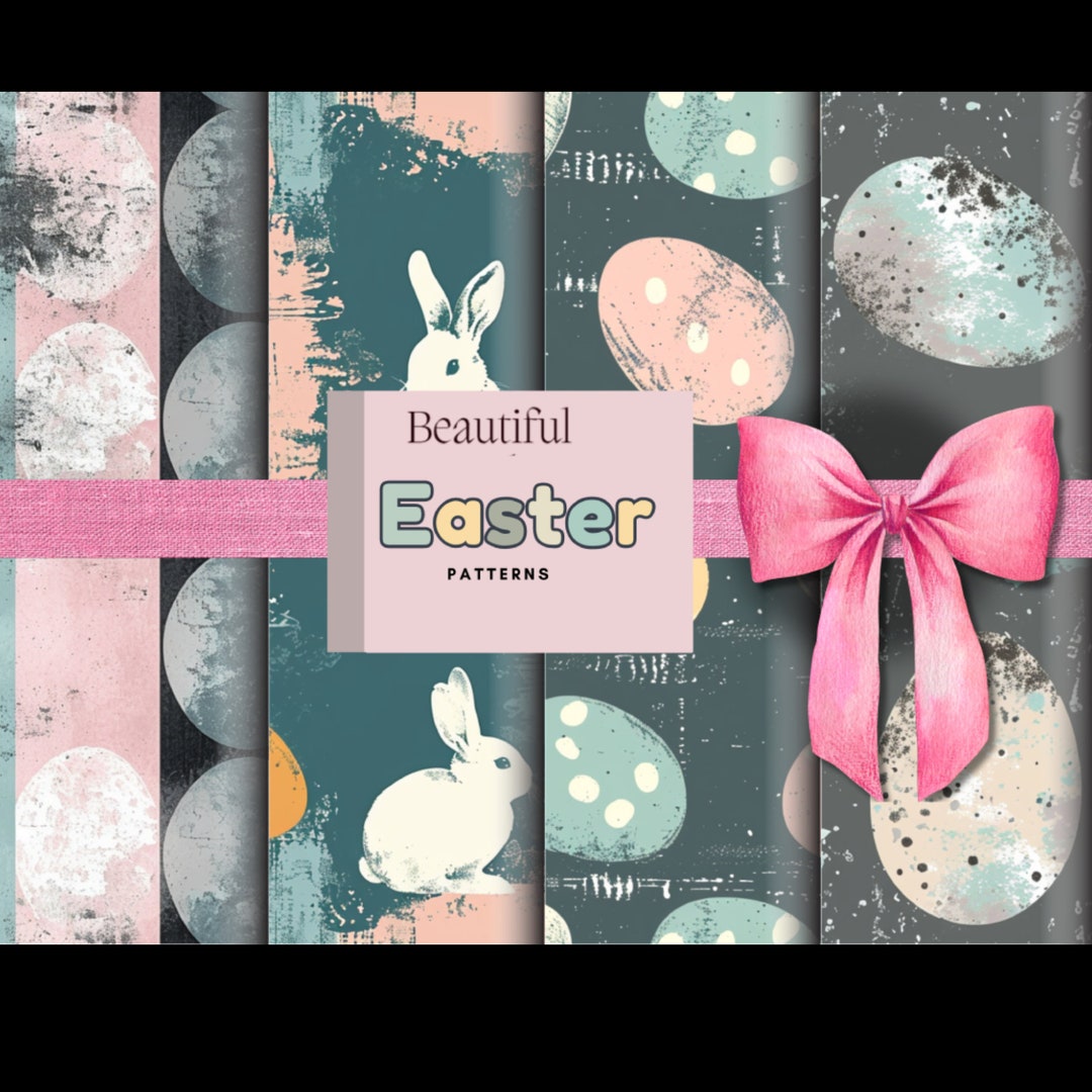 Easter Digital Paper Pack | Spring Bunny, Floral Patterns (digital ...