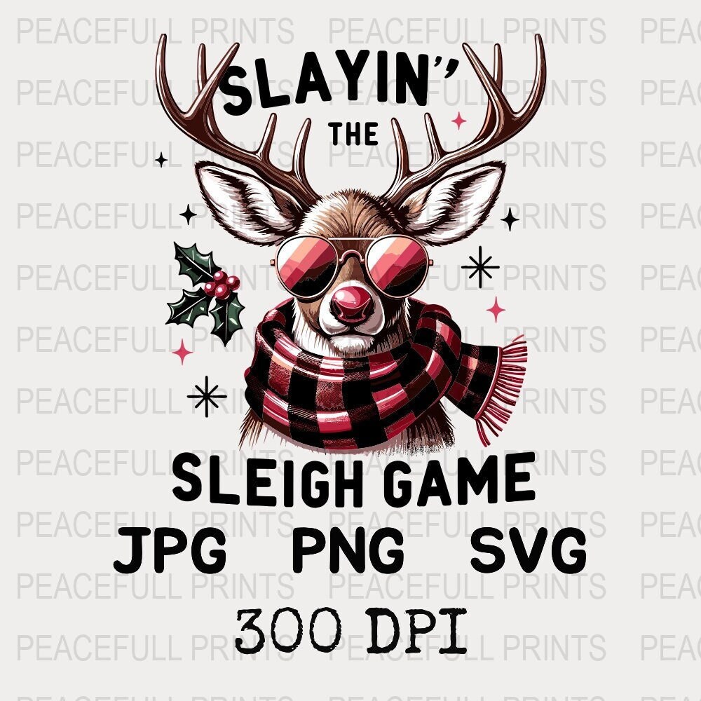Reindeer Slaying the Sleigh Christmas Humour 300DPI PNG/SVG Vector ...