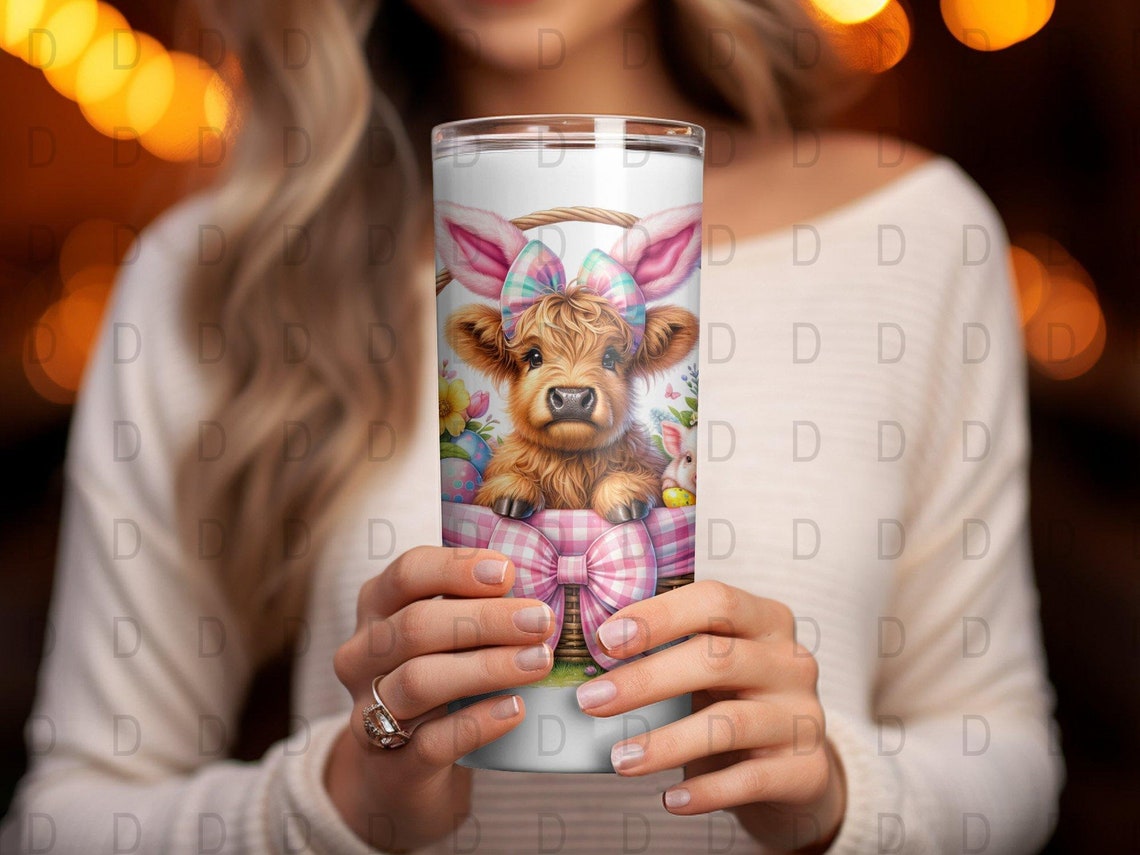 Easter Highland Cow PNG | Bunny Ears, Sublimation Design (digital ...