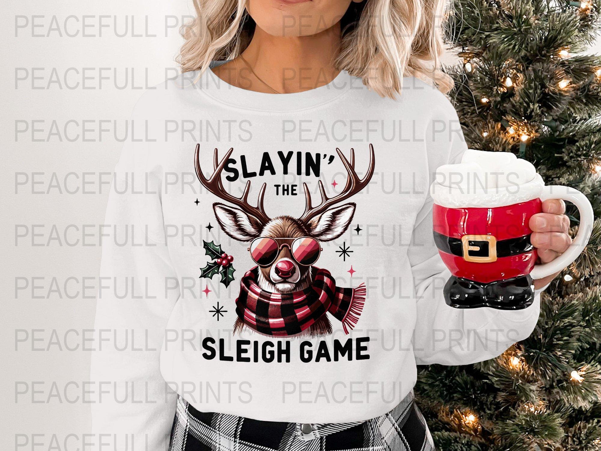 Reindeer Slaying the Sleigh Christmas Humour 300DPI PNG/SVG Vector ...