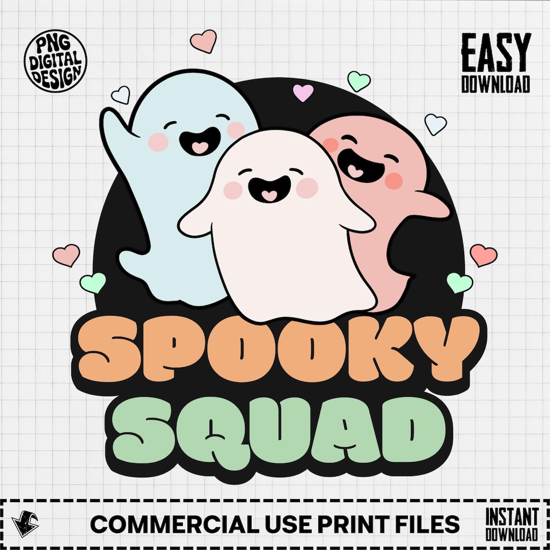 Spooky Squad Ghosts PNG, Halloween Clipart (digital Download) - Etsy