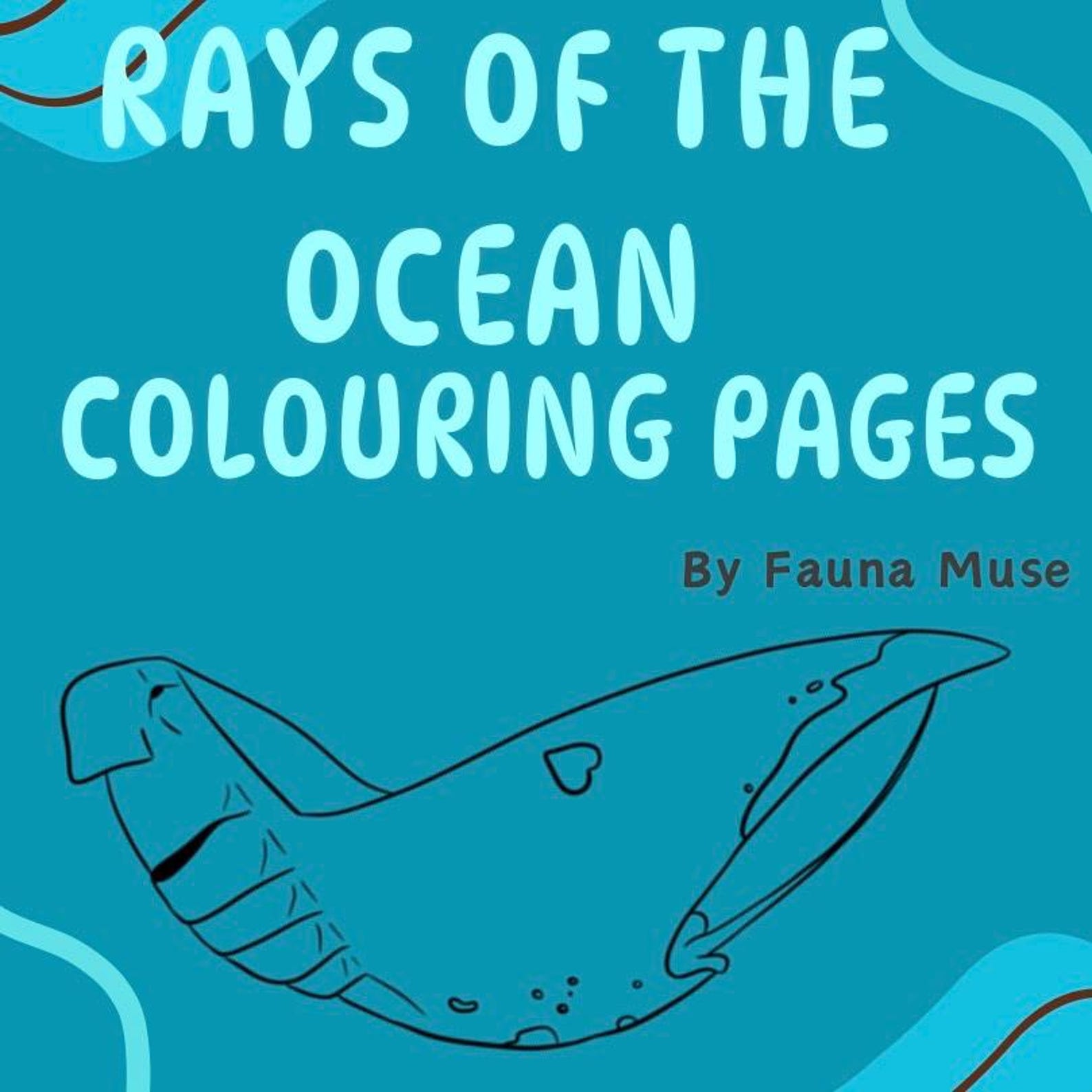 6 Black Lined and 6 Grey Lined Eagle Ray, Manta Ray Colouring Pages ...