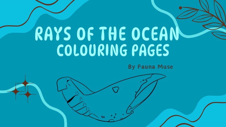 6 Black Lined and 6 Grey Lined Eagle Ray, Manta Ray Colouring Pages ...