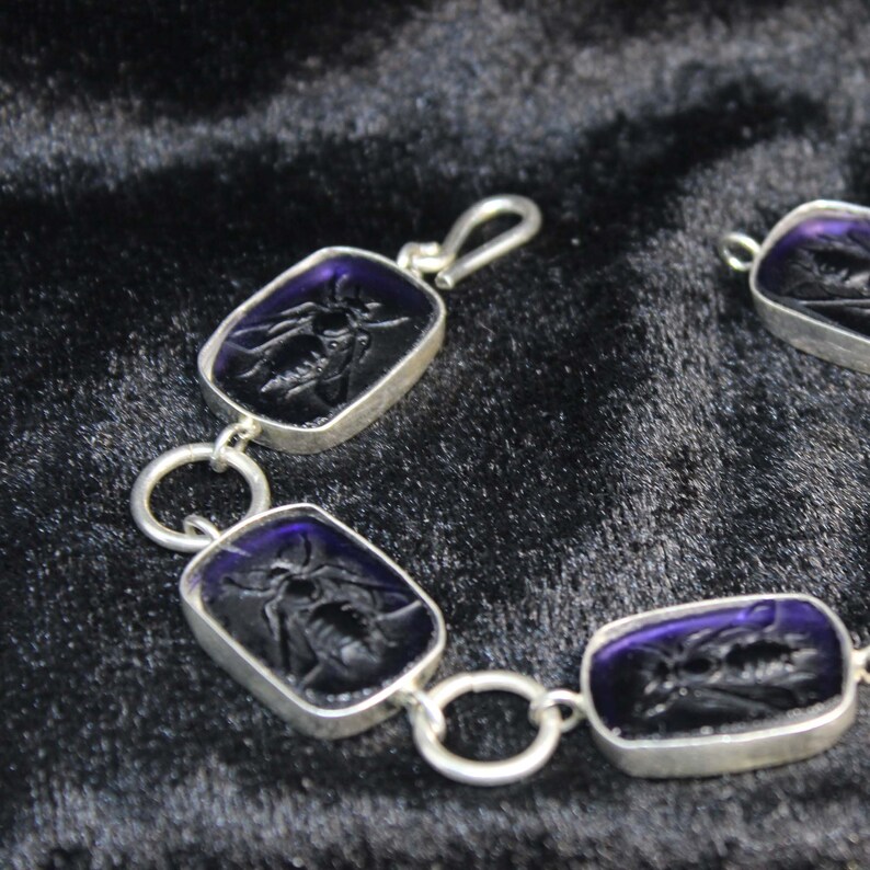 Roman Art Handmade Glass İntaglio Stone Bracelet 925K Solid - Etsy
