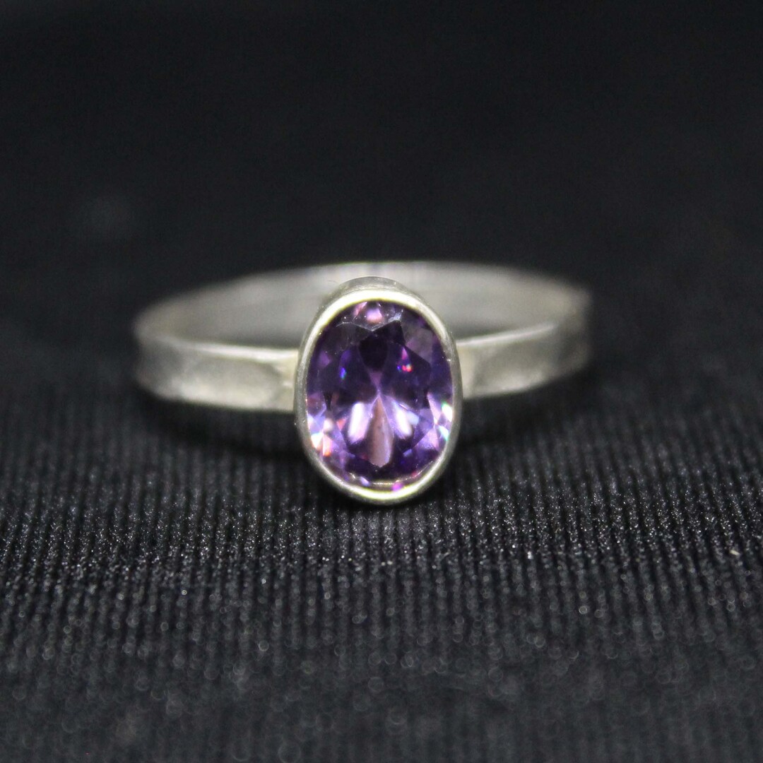 Natural Purple Amethyst Silver Ring, Rose Gold and Amethyst Jewelry ...