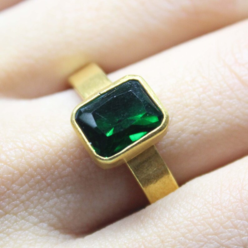 Handmade Lab Emerald Ring: 925K Sterling Silver, Gold Vermeil - Etsy