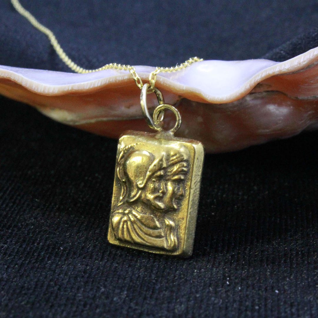 Bronze Roman Emperor Intaglio Necklace : 925 Sterling Silver, 24K Gold ...