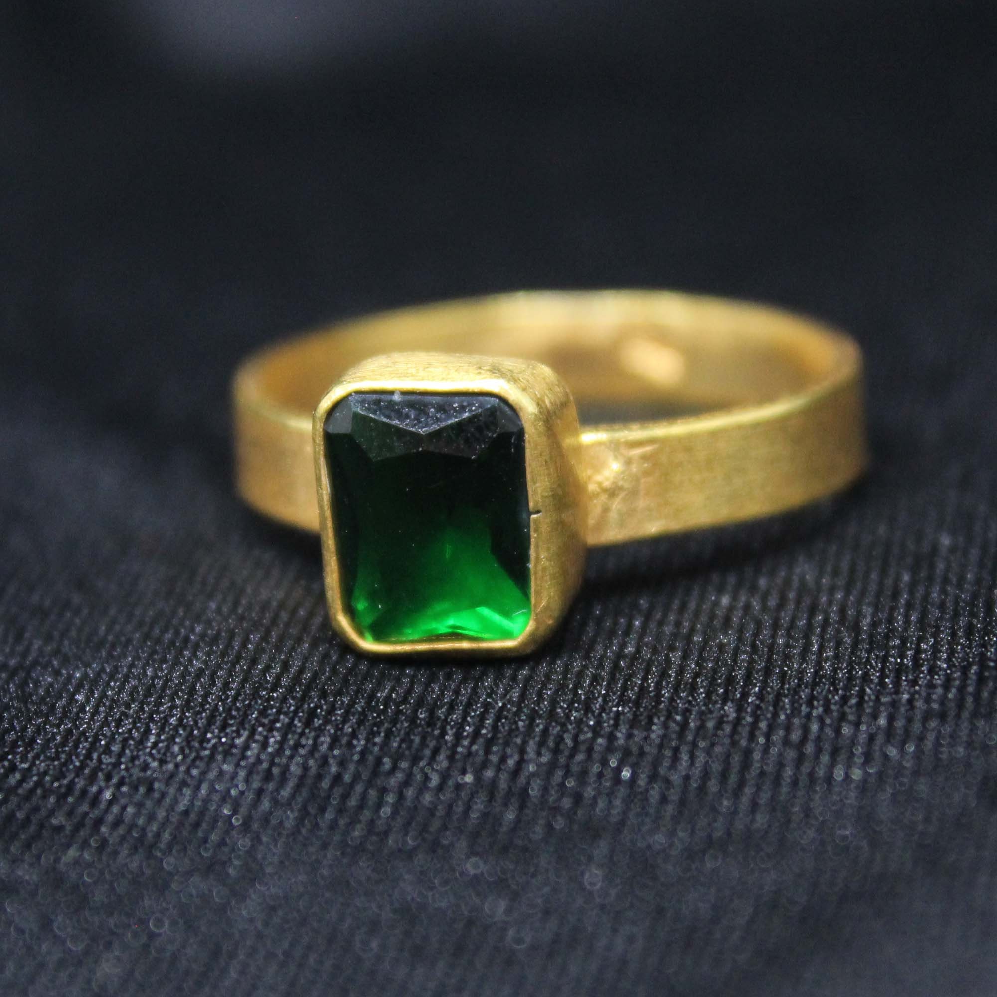 Handmade Lab Emerald Ring: 925K Sterling Silver, Gold Vermeil - Etsy