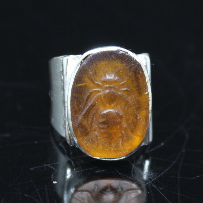Enamel Intaglio Honey Bee Ring: 925K Sterling Silver Signet - Etsy