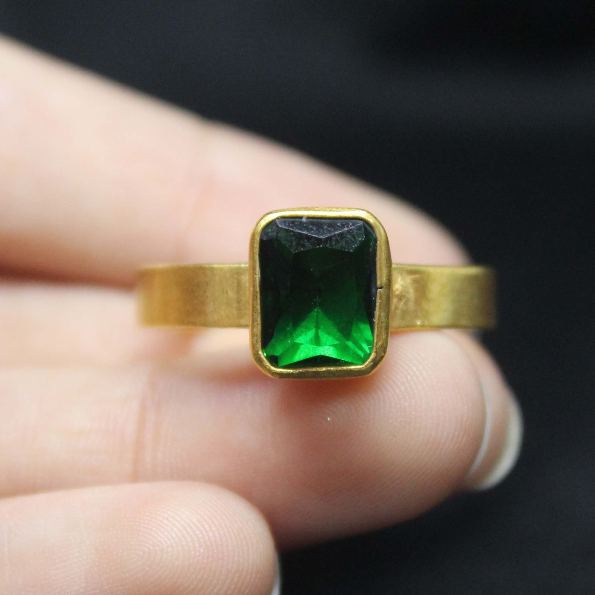 Handmade Lab Emerald Ring: 925K Sterling Silver, Gold Vermeil - Etsy