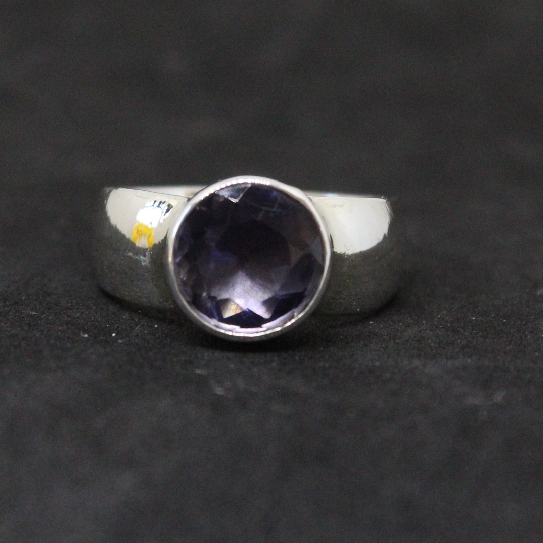 Natural Iolite Ring - Blue Stone Band - Blue Ring - 925 Sterling Silver ...