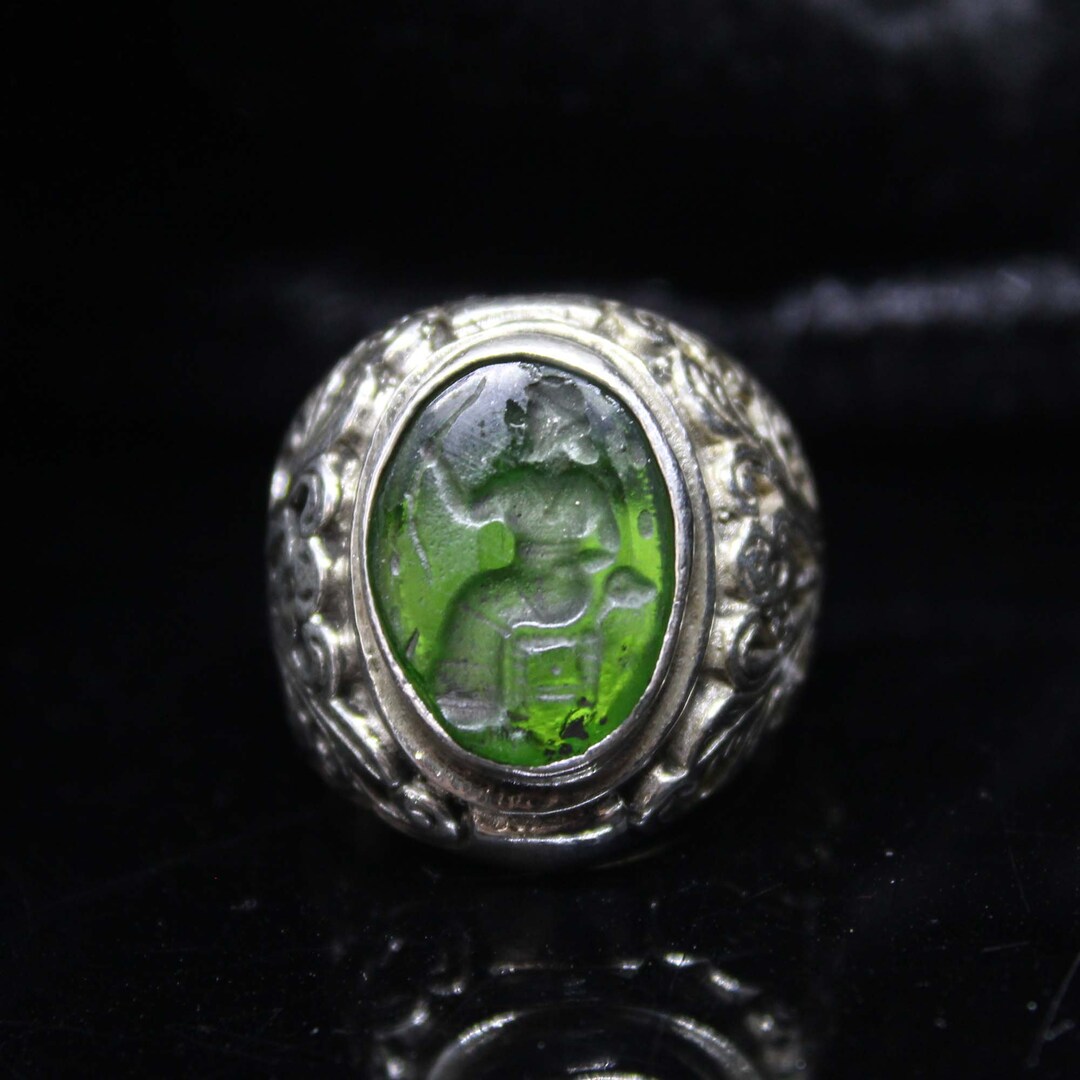 Roman Art Handmade Glass Intaglio Ring, 925K Solid Sterling Silver ...
