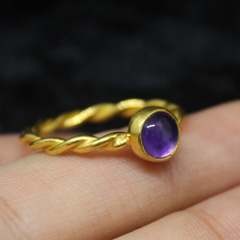 Amethyst Sterling Silver Ring: Gold Vermeil Minimalist Statement - Etsy