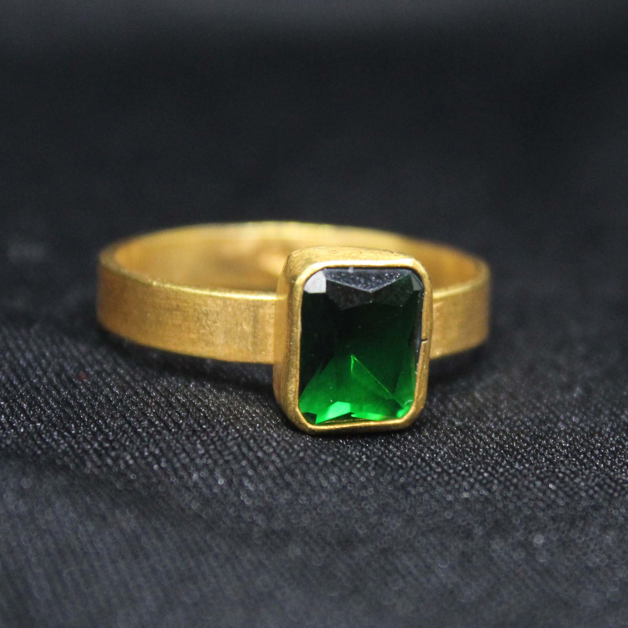 Handmade Lab Emerald Ring: 925K Sterling Silver, Gold Vermeil - Etsy