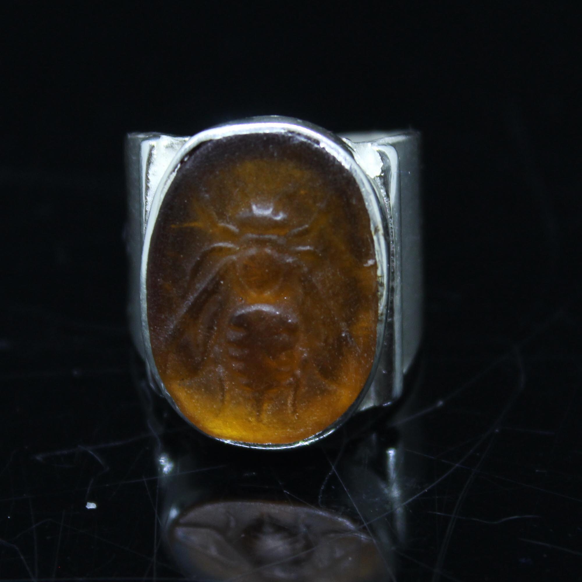 Enamel Intaglio Honey Bee Ring: 925K Sterling Silver Signet - Etsy