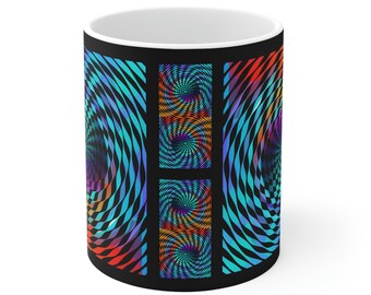 Psychedelic Trippy Face Optical Illusion Acid Hippie Retro Ceramic ...