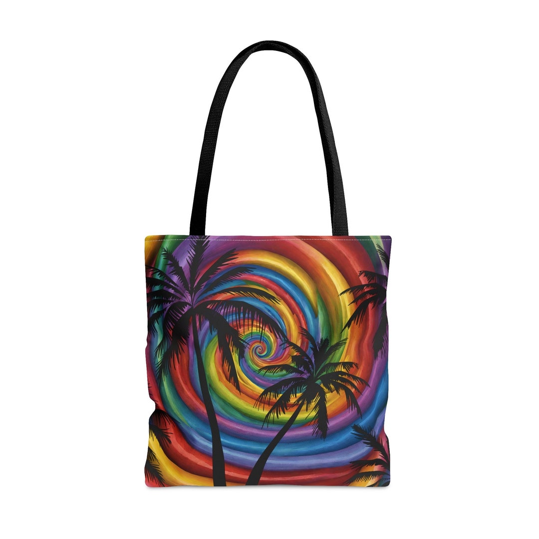 Chunky Colorful Rainbow Spiral Design Silloutte Palm Trees - Etsy