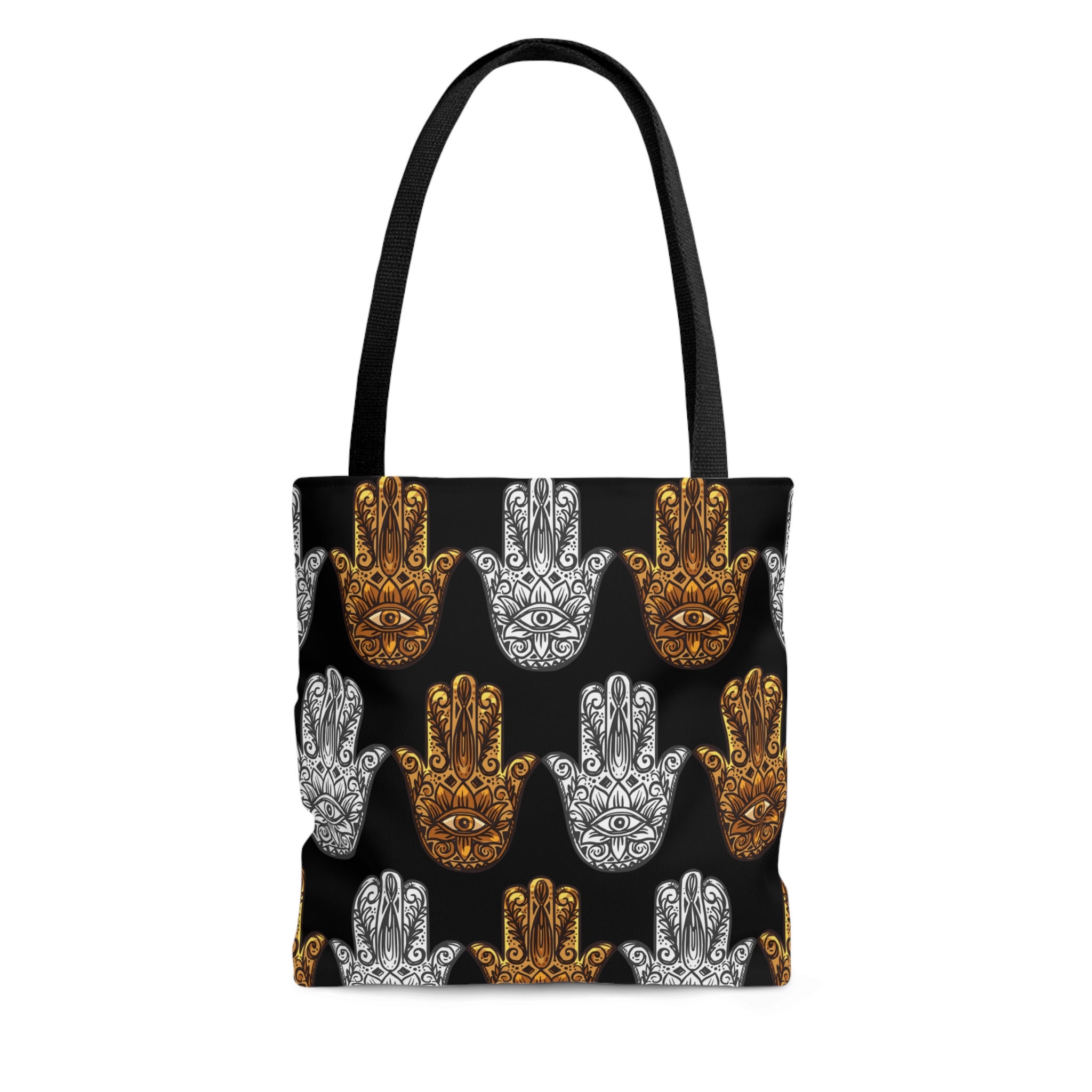 Brown Black White Hamsa Tote Bag AOP 3 SIZES Canvas Ecobag Hand of ...