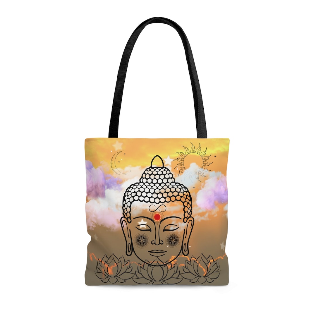 Buddha Lotuses Infinity Symbol Spiral Golden Sky Tote Bag AOP 3 SIZES ...