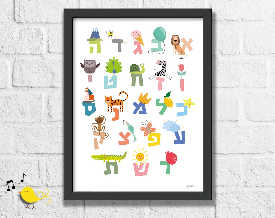 Aleph Bet Poster | Hebrew Alphabet | Colorful Poster | Kids Wall Art ...