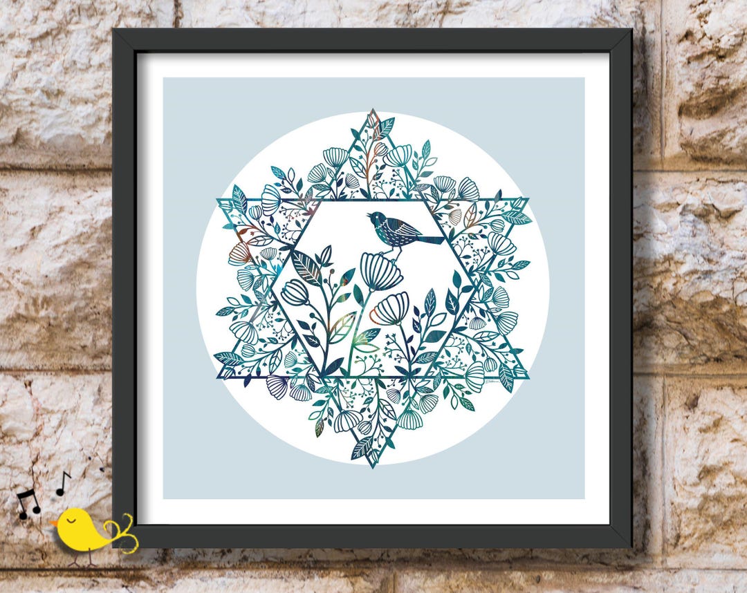 Bird of Hope | Floral Magen David | Star of David Floral | Jewish ...