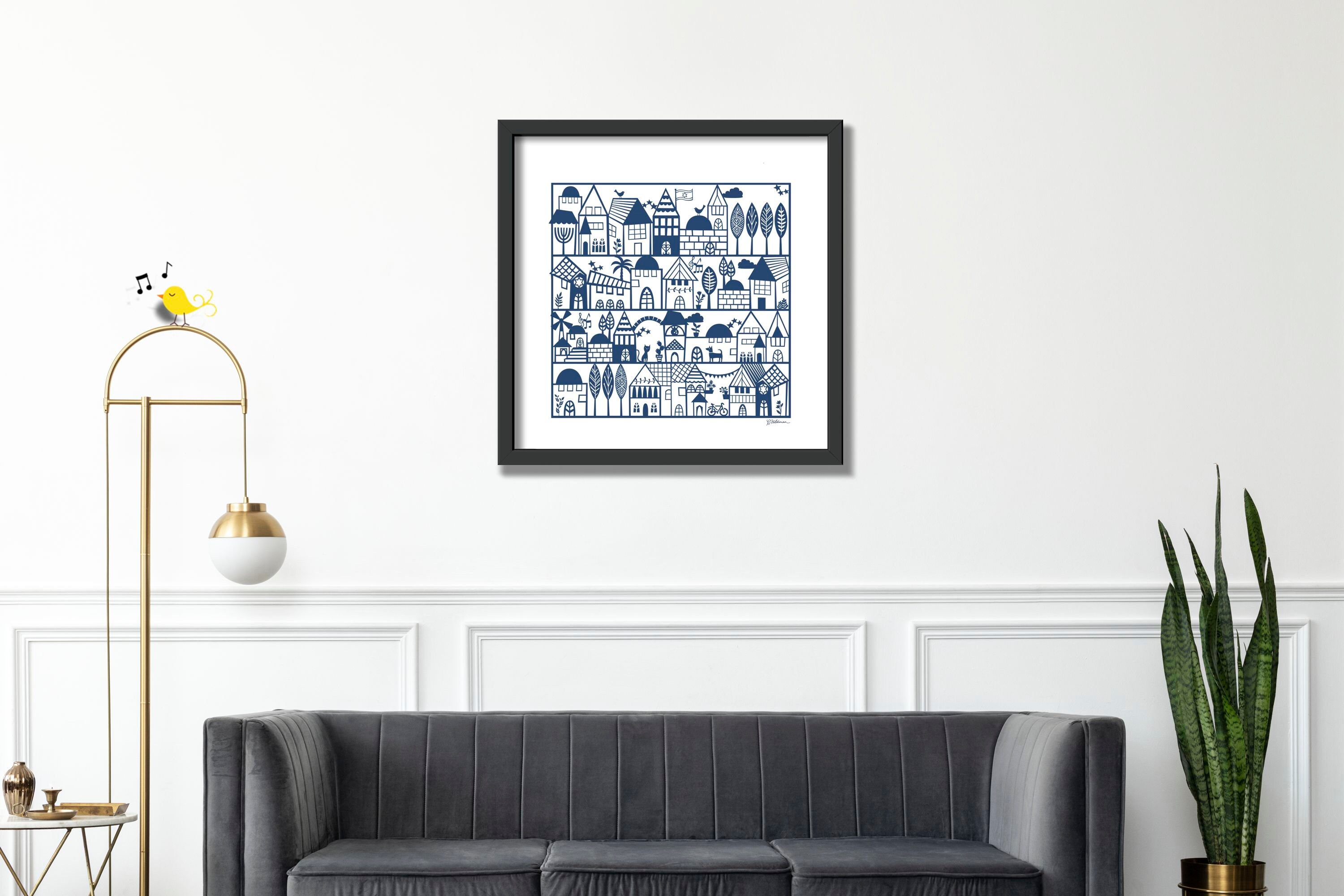 My Jerusalem Papercut Print Lino-cut Style Print Judaica Israel Art ...