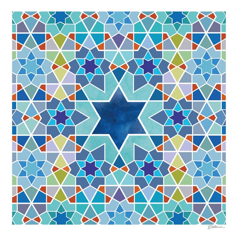 Jewish Moroccan Tile Art | Star of David | Kaleidoscope Art | Judaica ...
